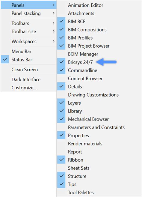 Bricsys 247 Panel Bricscad Bim Bricsys Help Center