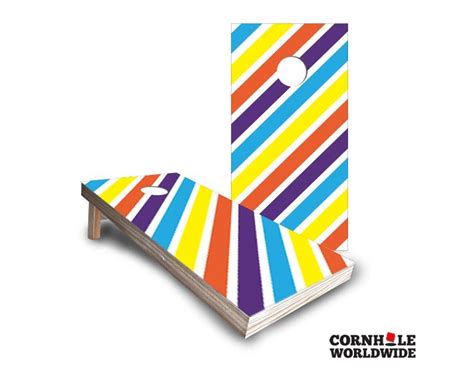 Personalized Candy Striped Cornhole Boards Set Funny Wood Cornhole