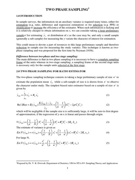 71 Two Phase Sampling Pdf Sampling Statistics Variance