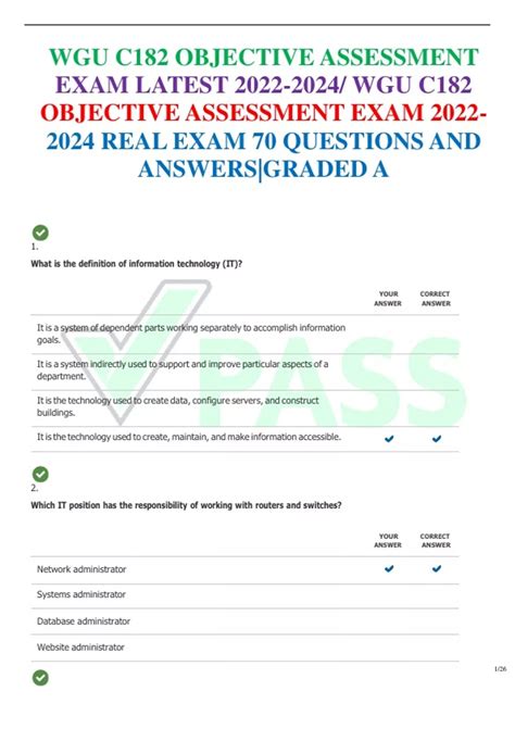 Wgu C182 Objective Assessment Exam Latest Wgu C182 Objective Assessment Exam Real Exam 70