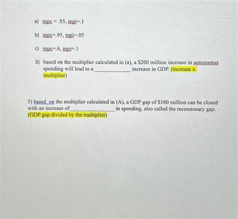 Solved 1 Using The Formula For The Consumption Function