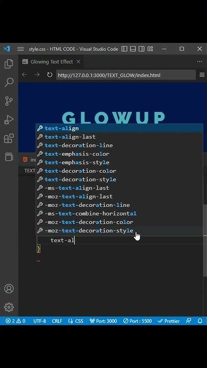 Css Light Glow Effect With Box Shadow Property Css Text Effect Shorts Css Youtubeshorts