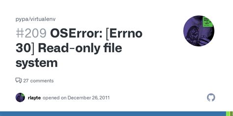Oserror Errno 30 Read Only File System · Issue 209 · Pypa