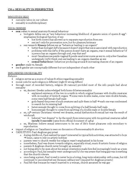 Midterm Notes CH SEXUALITY IN PERSPECTIVE WHY STUDY SEX
