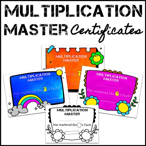 Multiplication Master Certificates Multiplication Award Made By