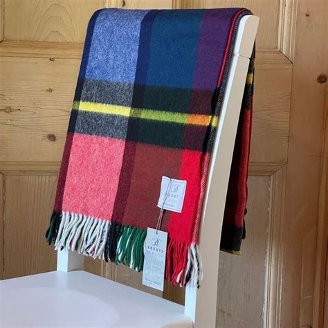 Bronte By Moon Madison Bright Check Lambswool Throw 100 Pure New Wool