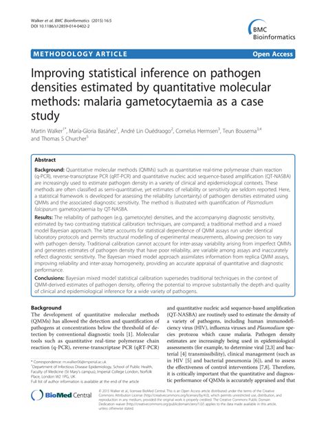 Pdf Improving Statistical Inference On Pathogen Densities Estimated By Quantitative Molecular