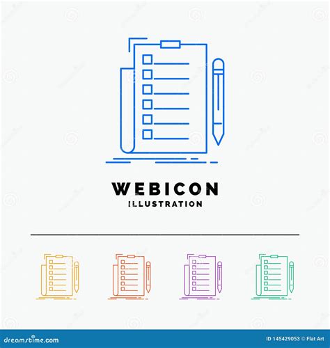 Expertise Checklist Check List Document 5 Color Line Web Icon Template Isolated On White