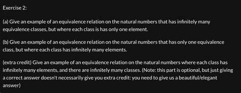 Solved Exercise 2 A Give An Example Of An Equivalence Chegg Com