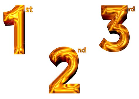 First Second And Third Number 3d Golden Texture First Second And Third Number One Two Three