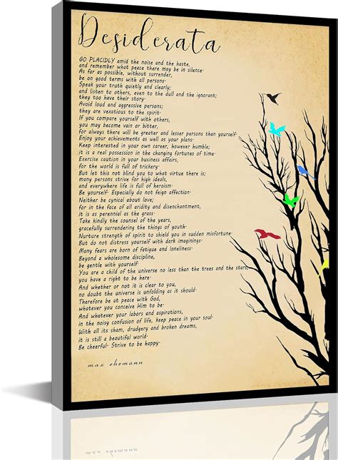 Desiderata Poem Framed Inspirational Wall Art Posters Encouraging