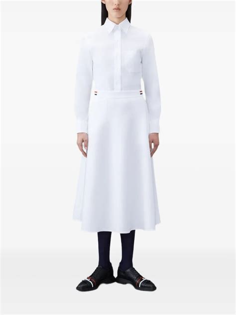 Thom Browne Button Fastening Midi Dress White Farfetch
