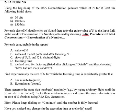 2 Factoring Using The Beginning Of The Rsa