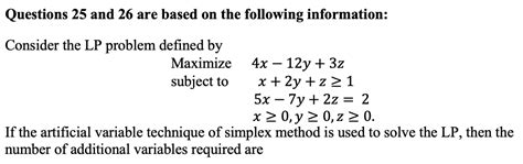 Solved If The Artificial Variable Technique Of Simplex