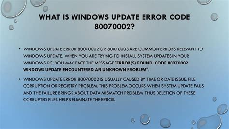 Ppt How To Fix Windows Update Error 80070002 In Windows 10 Powerpoint Presentation Id 7552433