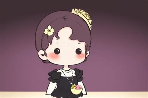 Premium Ai Image Cartoon Anime Girl In Black Dress Evening Dress With