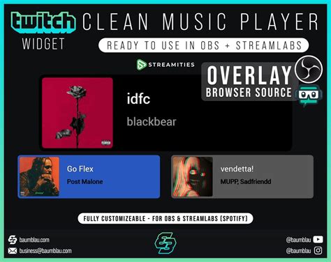twitch widget — spotify music player overlay customizable stream