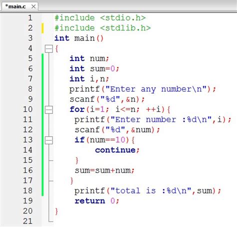 Continue Statement In C Programming Language Code For Java C
