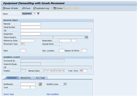Ie4n Sap Tcode Equipment Installation And Dismant