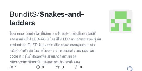 GitHub BunditS Snakes and ladders โปรเจคของเกมบนไดงทมลกษณะเปนบอรดเกมอเลกทรอนกสท