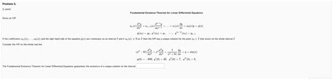 Solved Fundamental Existence Theorem For Linear Differential