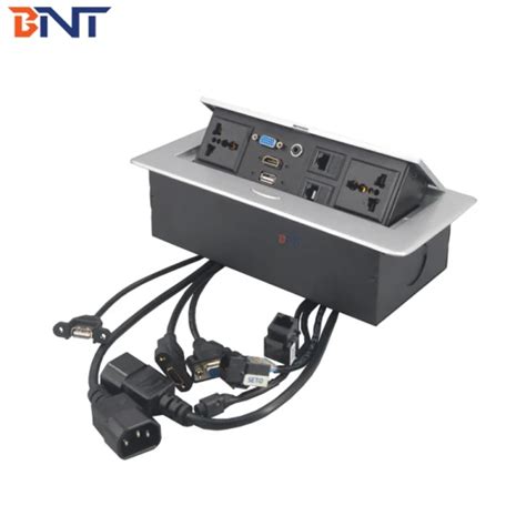 Multimedia Conference Table Socket Slowly Pop Up Power Embedded Mounted Desktop Socket