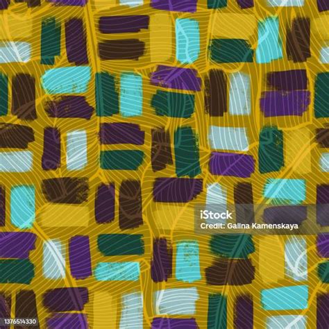 손바닥 잎 질감에 화려한 블록으로 만든 세련된 매끄러운 패턴 현대 추상 기하학적 일러스트레이션 모자이크 장식 장식 사각형 모양 트렌디 한 힙스터 스타일 0명에 대한 스톡