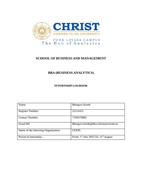 Internship Logbook Pdf