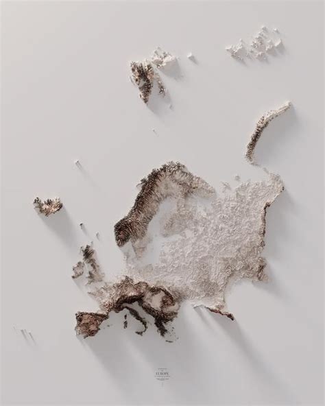 Europe Hypsometric Tint 6 Etsy