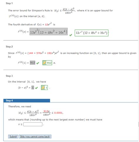 solved step 1 the error bound for simpson s rule is egl sk b