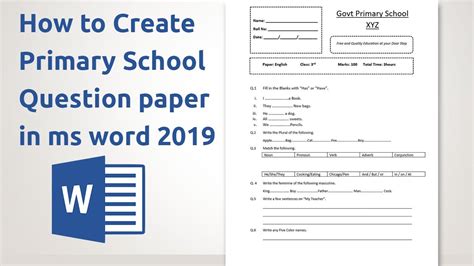 Question Paper Format In Ms Word Free Word Template