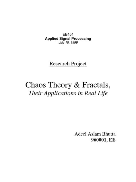 Chaos Theory And Fractals Pdf Chaos Theory Fractal