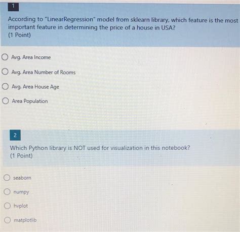 Solved According To LinearRegression Model From Sklearn Chegg