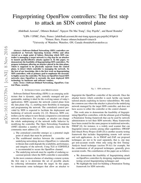 Pdf Fingerprinting Openflow Controllers The First Step To Attack An