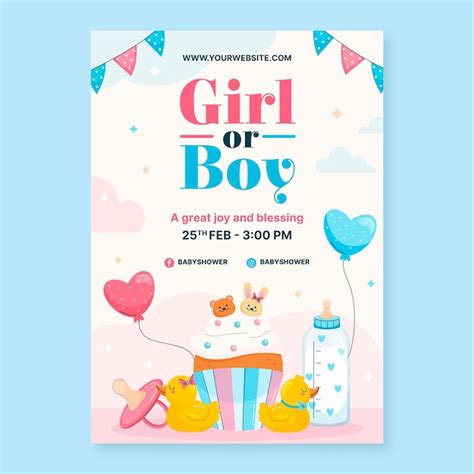 Premium Vector Flat Design Gender Reveal Celebration Poster