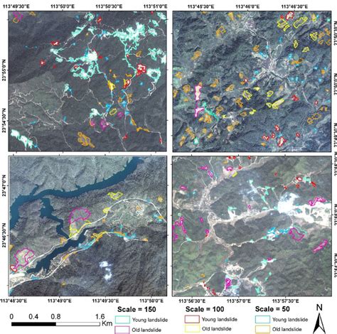 Results Of Landslide Detection At Different Scales 150 100 And 50