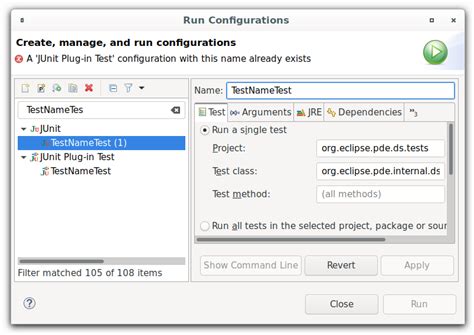 different label and missing shortcut for run as junit plug in test
