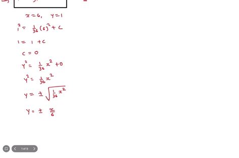 Solved Dy Point Solve The Differential Equation Dx 9y Find An