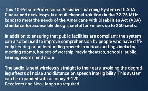 Enersound 10 Person Assistive Listening System Us Based Lifetime Warranty And