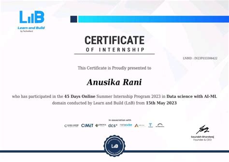anusika rani on linkedin internship2023 internshipexperience ml ai