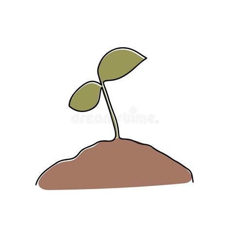 Growing Plant Sprouting Leaves In One Continuous Line Drawing Environmental Protection Concept