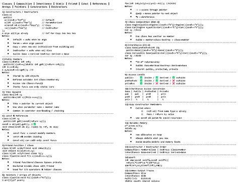 Coen 244 Midterm Cheat Sheet Classes Inheritance And Pointers Studocu