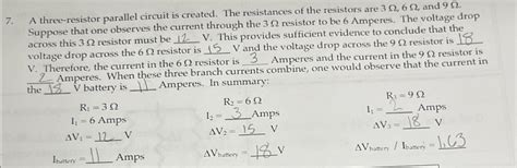 Solved A Three Resistor Parallel Circuit Is Created The