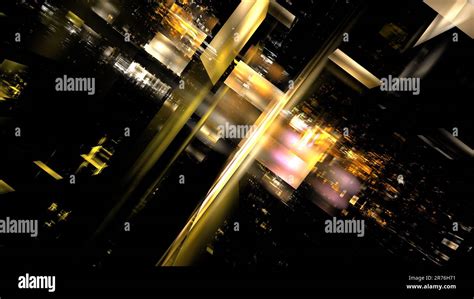 Abstract Circuits And Glow Squares Luminous 3d Objects Tilt Shift