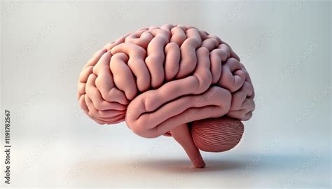 Realistic Illustration Of Human Brain Detailed Cerebral Cortex