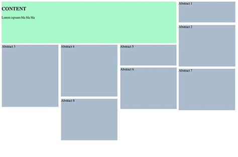 Css Float A Group Of Divs Around Another Layer Without Creating Gaps