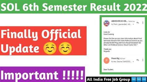 Sol 6th Semester Result Official Update 🙂 2022 Finally Result Youtube