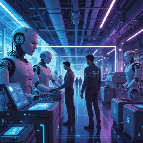 The Future Of Ai Robots Collaborating In A High Tech Lab Stock Image Image Of Technology