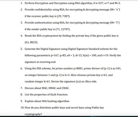 Solved 1 Perform Encryption And Decryption Using RSA Chegg