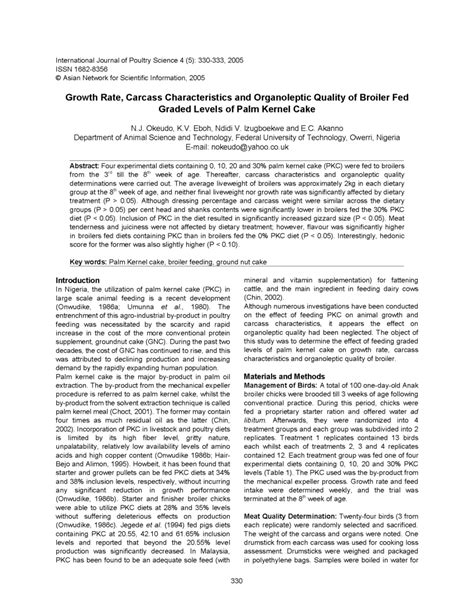 Pdf Growth Rate Carcass Characteristics And Organoleptic Quality Of Broiler Fed Graded Levels